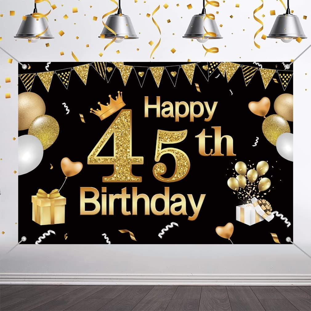 45th Birthday Decorations Happy 45th Birthday Backdrop for Men and ...