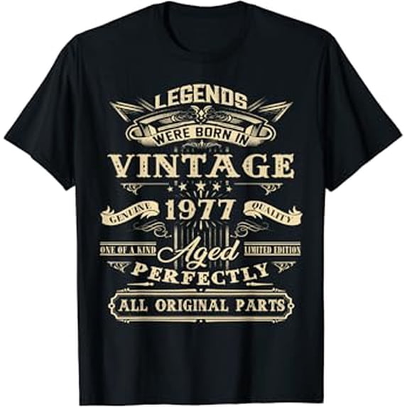 45th Birthday Gift For Legends Born 1977 45 Yrs Old Vintage T-Shirt ...
