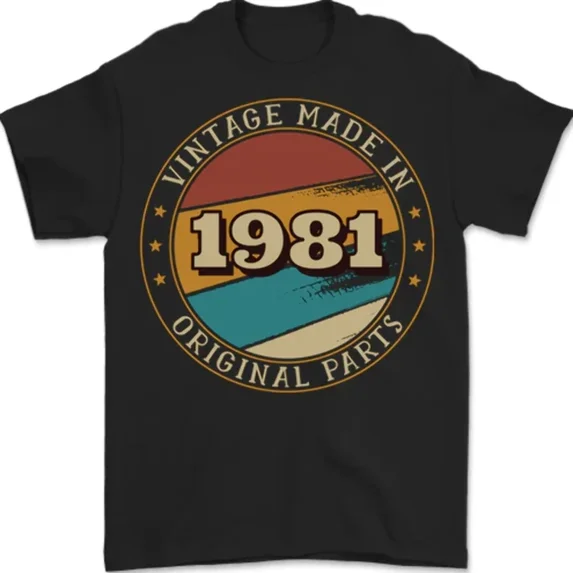 45th Birthday Vintage Made In 1981 Mens T-Shirt Cotton - Walmart.com