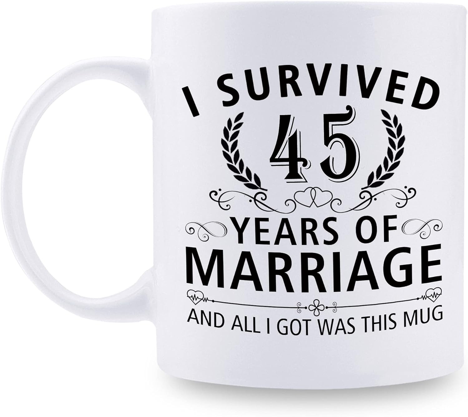 45th Wedding Anniversary Mugs for Couple Husband Wife - I Survived 45 ...