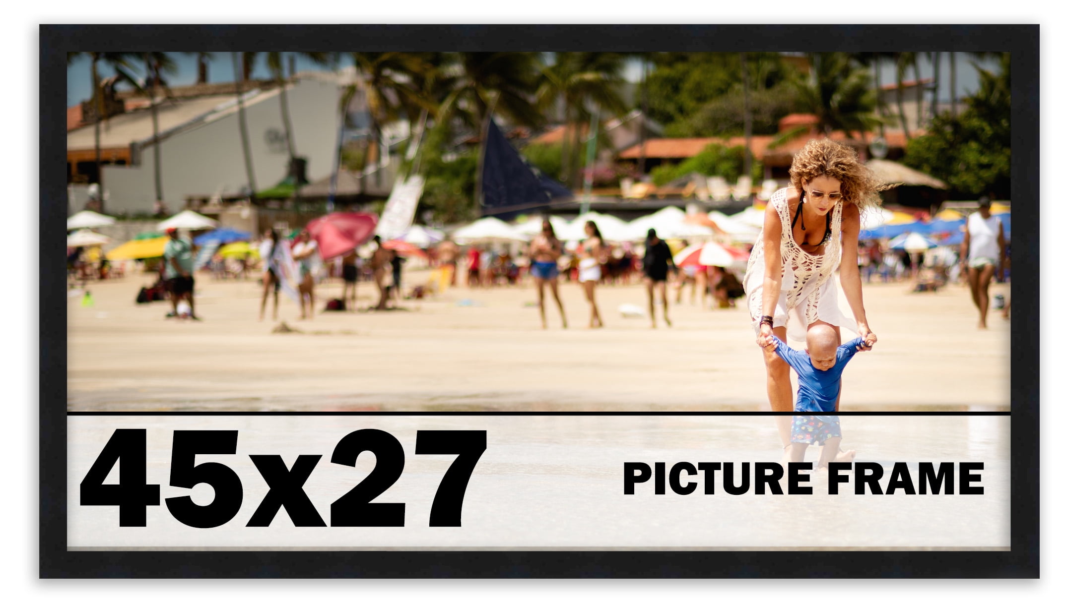 45x27 Frame Black Solid Wood Picture Frame | 0.75 Inch Moulding Width ...