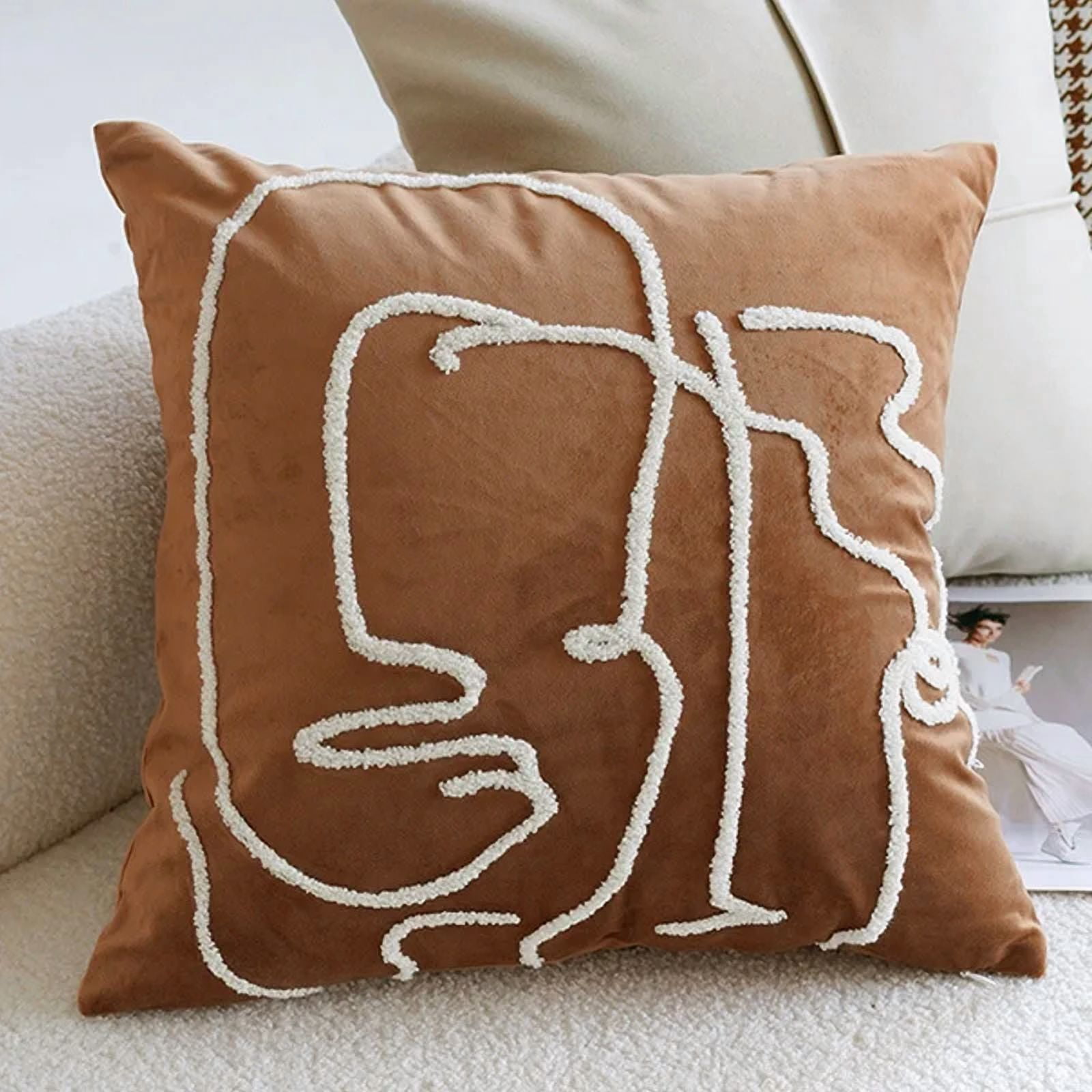 45x45CM Brown Vintage Nordic Throw Pillow Cover Cream Light luxury Sofa ...