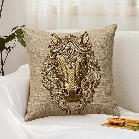 45x45cm Horse Head Pillow Cover - Embroidered Texture Designs, Festive ...