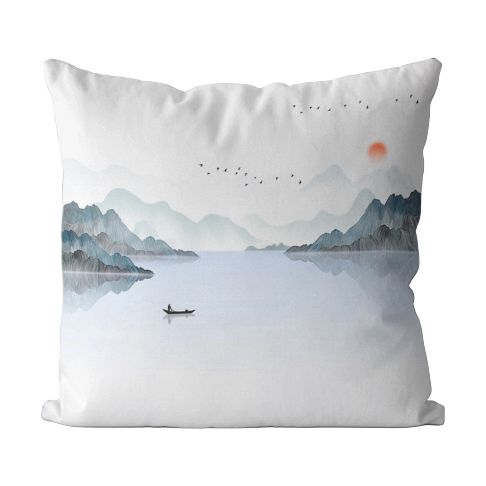 45x45cm Ink Wash Pillow CoverChinese Style Bed Cushion Case Soft ...