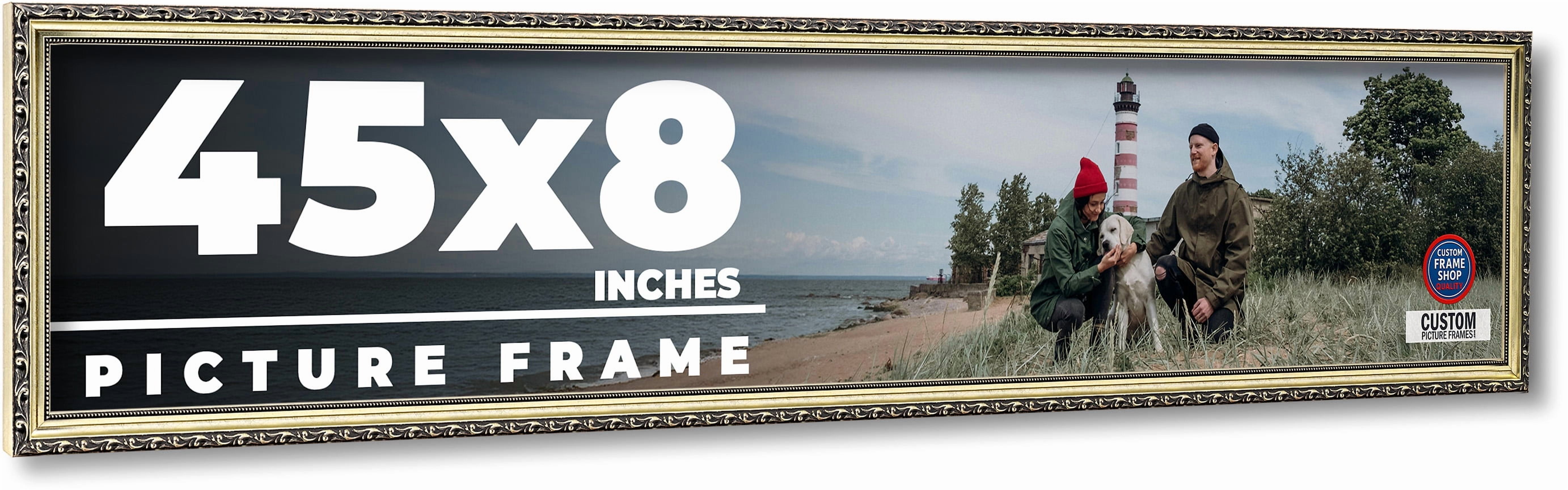 45x8 Frame Silver Solid Wood Picture Frame Width 1.125 Inches ...