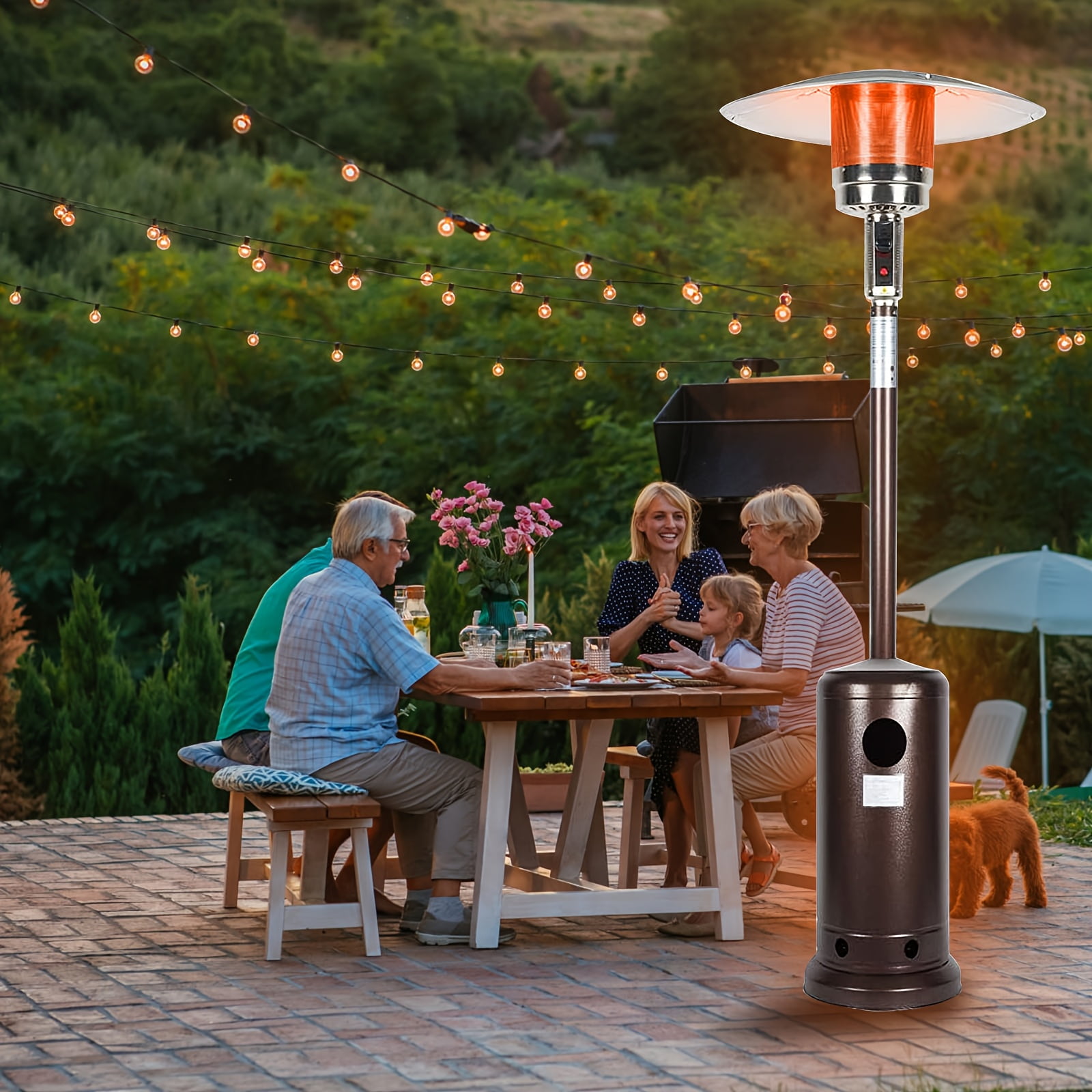 46,000 BTU Propane Patio Heater with Wheels | Stainless Steel Burner ...