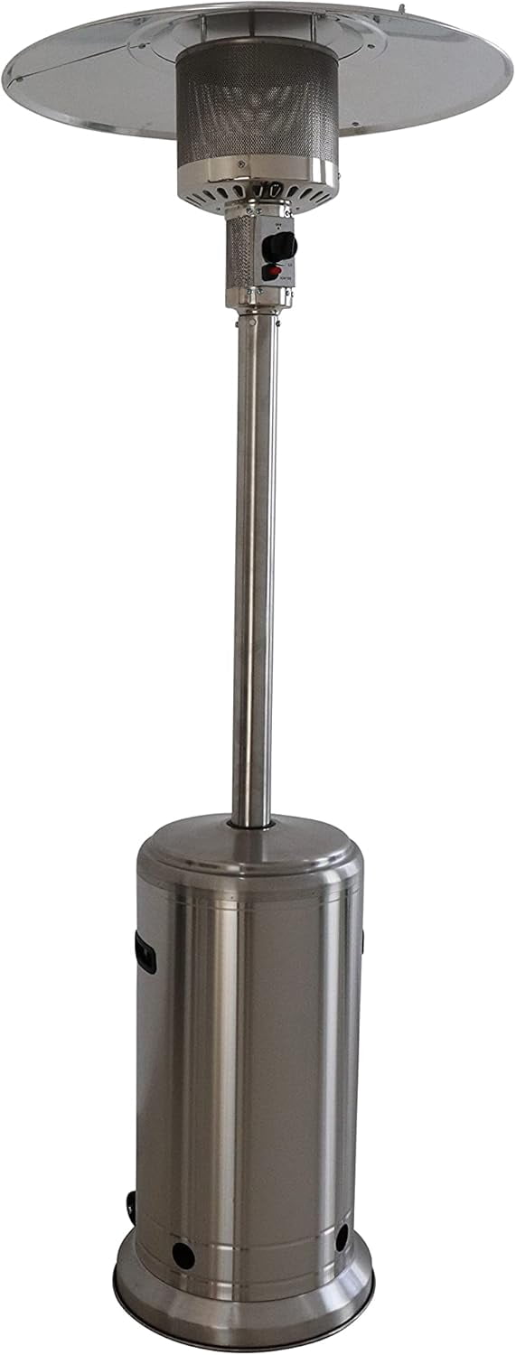 46,000 BTU Standing Patio Heater, Steel Gray Aluminum Outdoor Heater ...