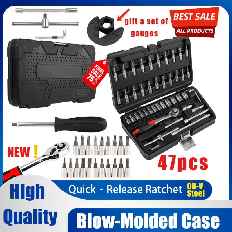 46/47/46+7PCS 1/4 Inch Drive Socket Set, Metric Ratchet Wrench Set With ...
