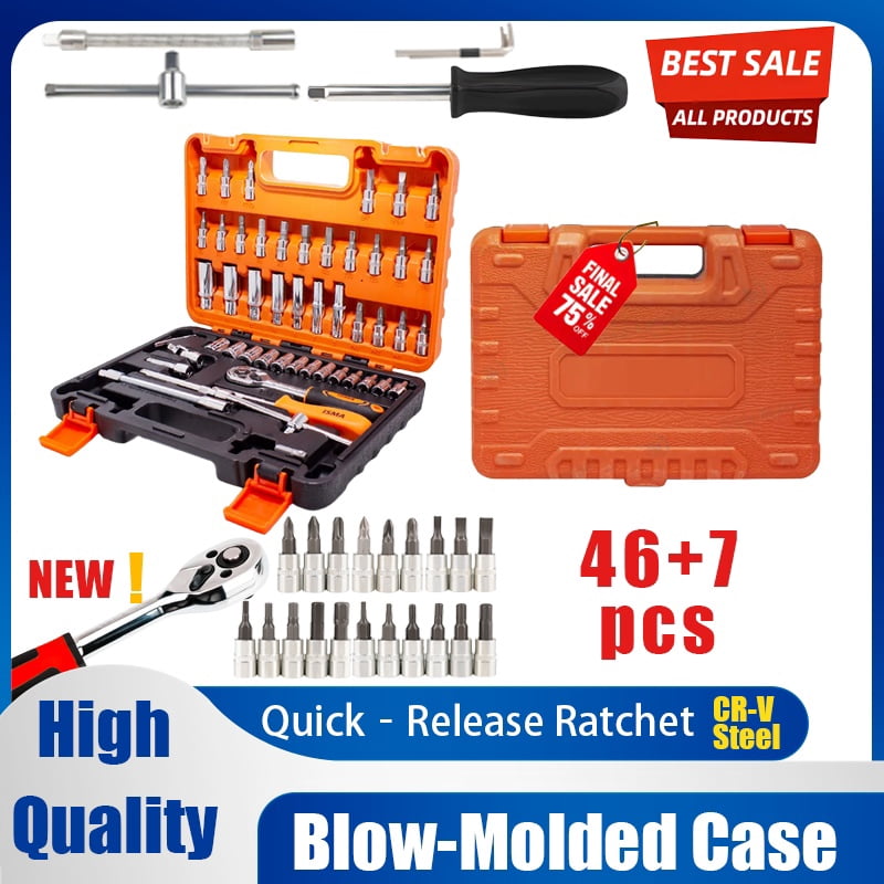 46/47/46+7PCS 1/4 Inch Drive Socket Set, Metric Ratchet Wrench Set With ...