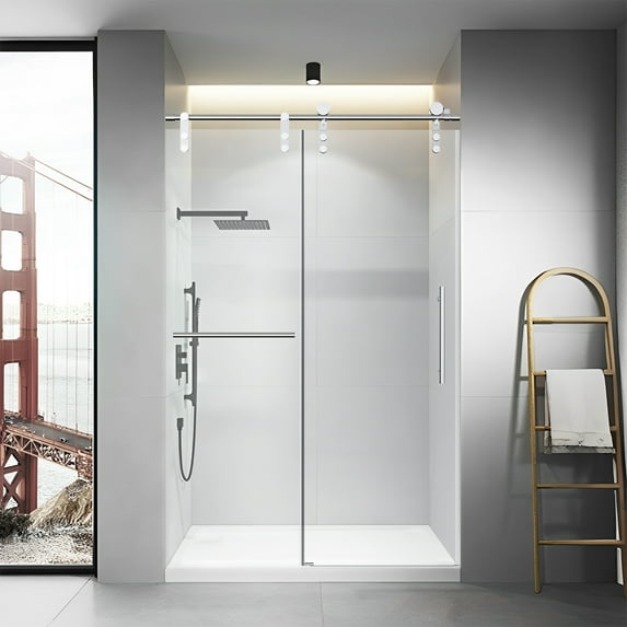 46-48" W * 76" H Frameless Single Sliding Shower Doors , Bathroom ...