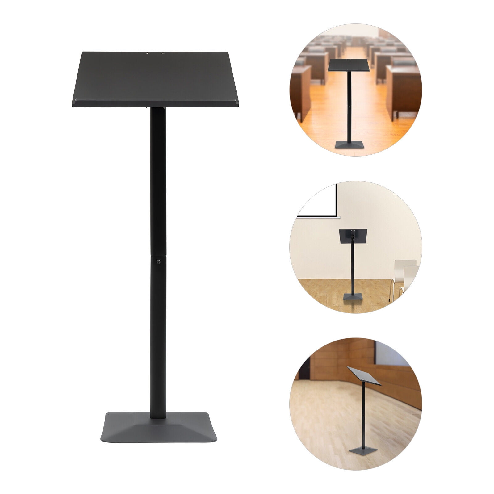 46.5'' Acrylic Black Conference Pulpit Podium Church Lectern Adjustable ...