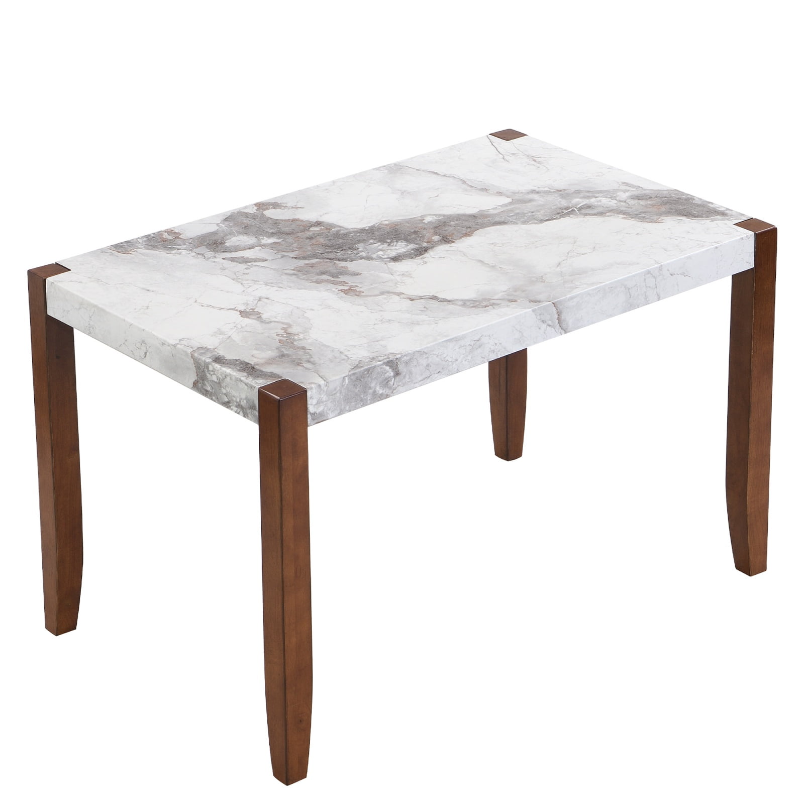 46.5" Dining Table, Modern Kitchen Table, Rectangular Faux Marble Style ...