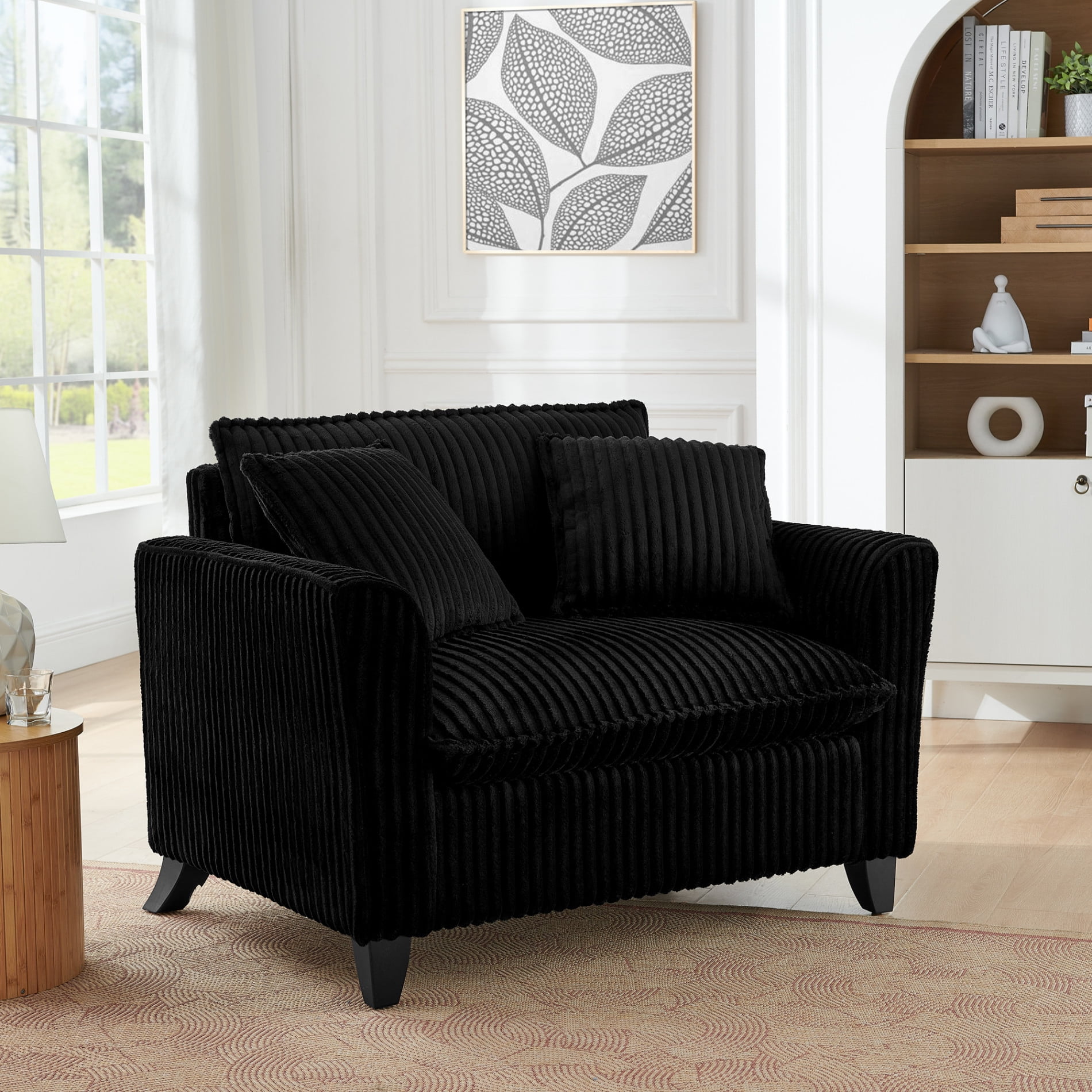 46.5" Lazy Sofa Chair with Pillows,Tufted Corduroy Small Couch with ...