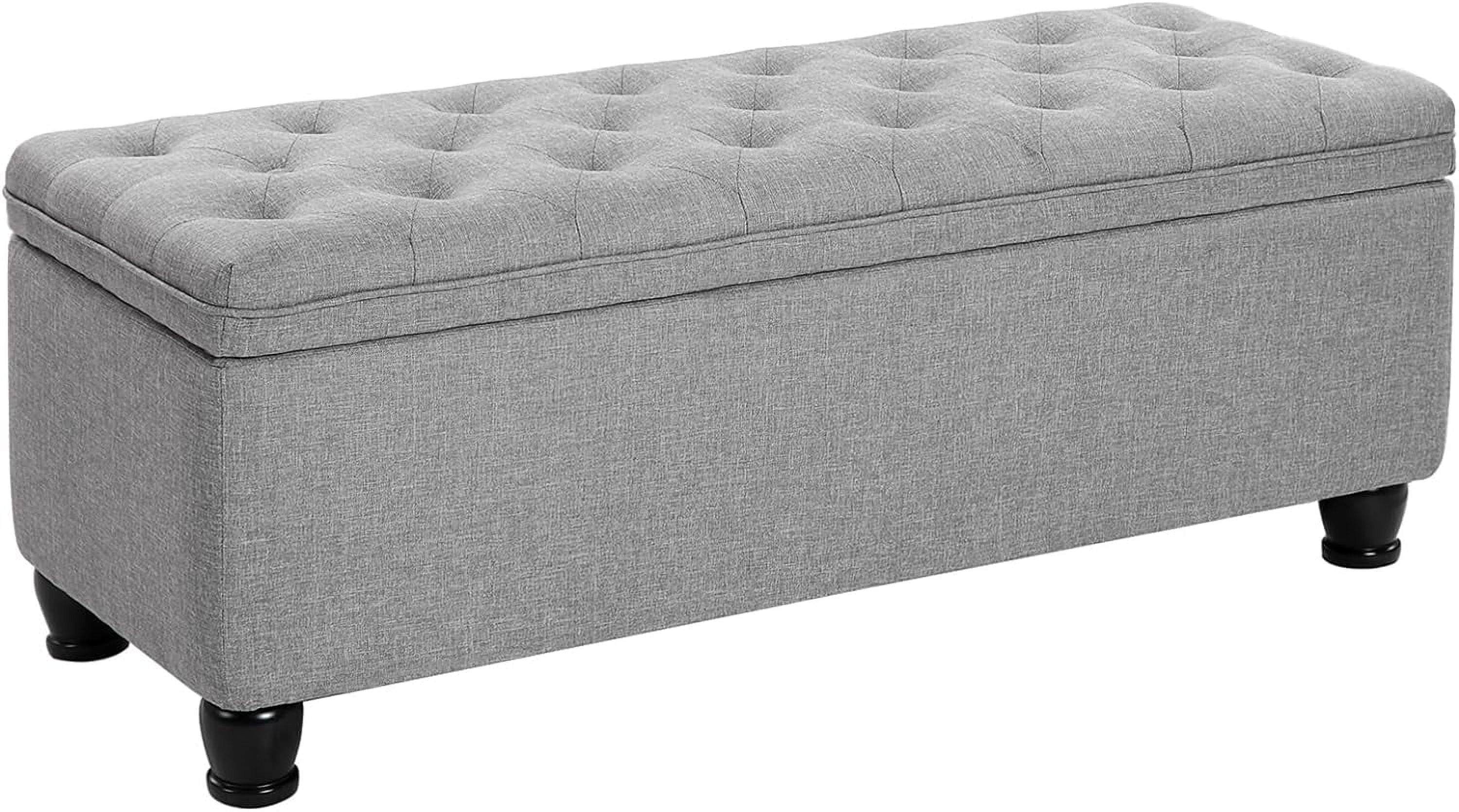 "SONGMICS 46.5"" Storage Ottoman Bench, Solid Wood Legs, Light Gray ...