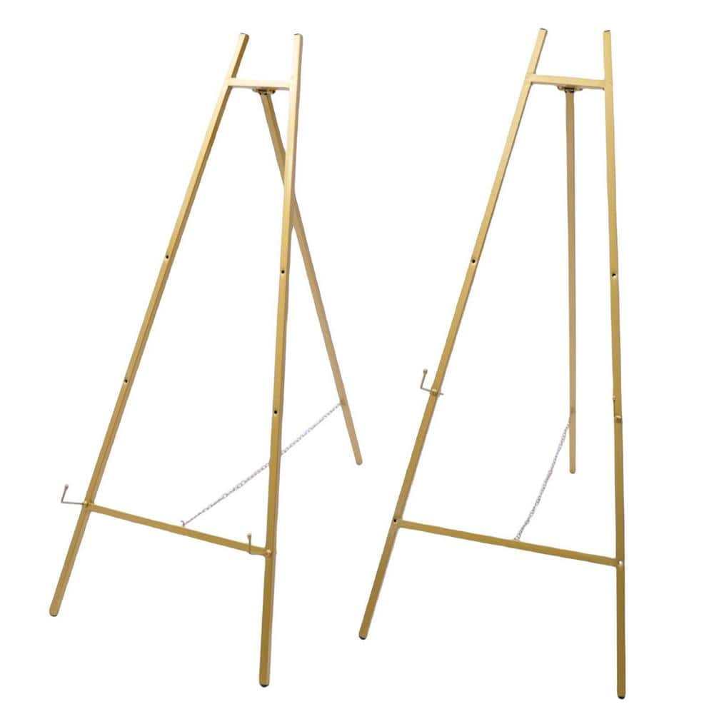 46.5 in. x 19.7 in. Large Gold Steel Pipe Portable Wedding Easel Stand ...
