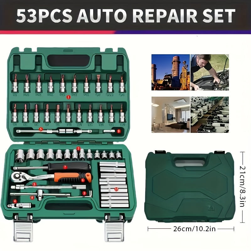 46/53pcs Ultimate Auto Mechanic Tool Kit | Premium Ratchet Torque ...