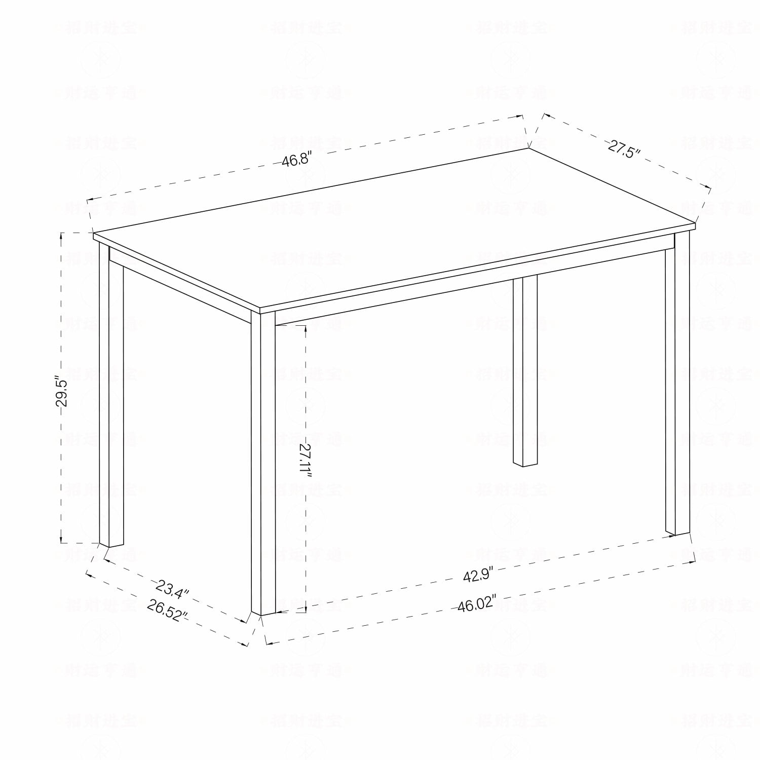 46.8'' Dining Table - Walnut color table top with black leg - Walmart.com