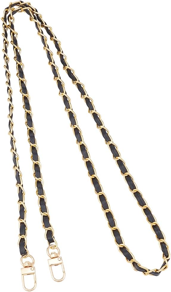 46.8 Inch PU Purse Chain Strap Light Gold Wallet Metal Chain Zinc Alloy ...