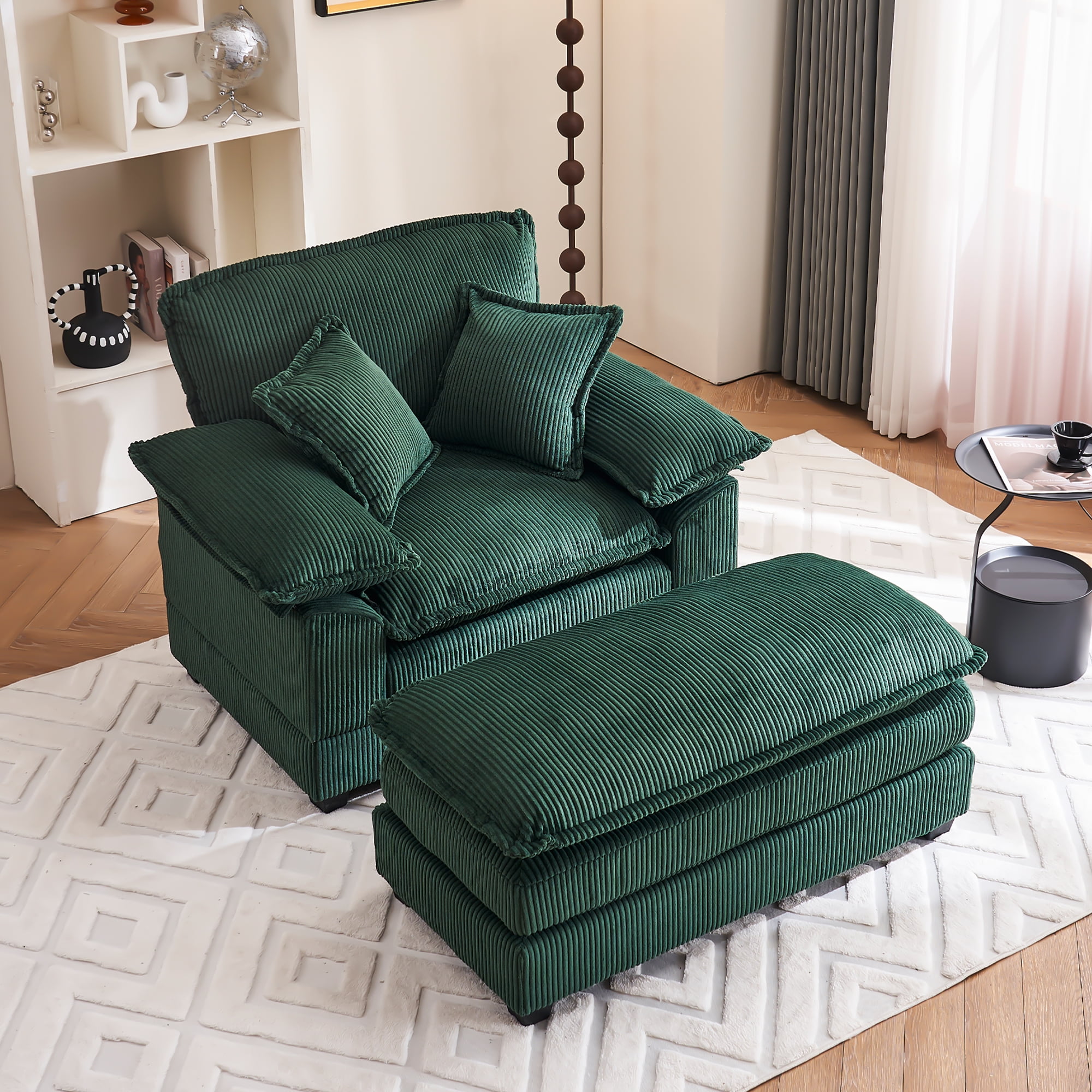 46.9'' Modern Corduroy Single Sofa, Comfortable Living Room Recliner ...