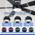 46" Black Ceiling Fans with RGB Lights - Flush Mount Ceiling Fan Light ...