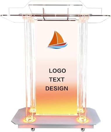 46” Church Pulpit with Led Lights, Colorful Logo& Text Customization ...