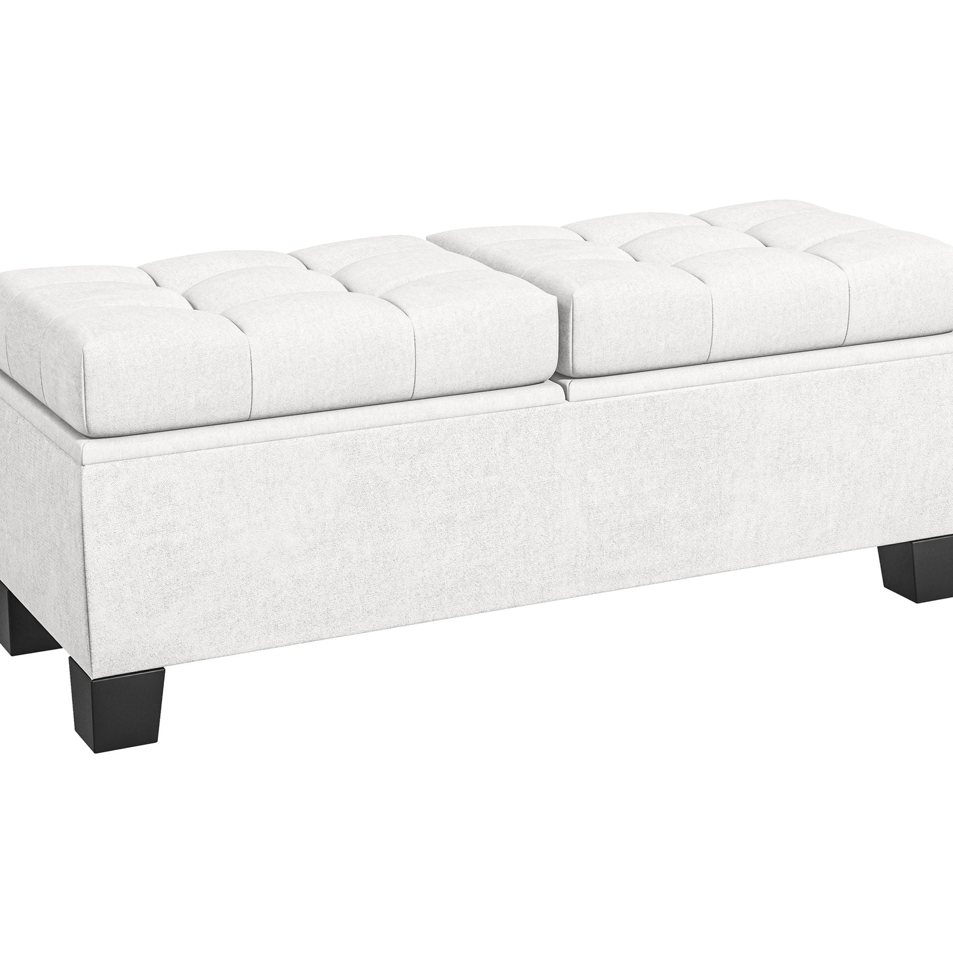 46" Cream Button Tufted Bench | In Living Room, Bedroom | Steel Frame ...