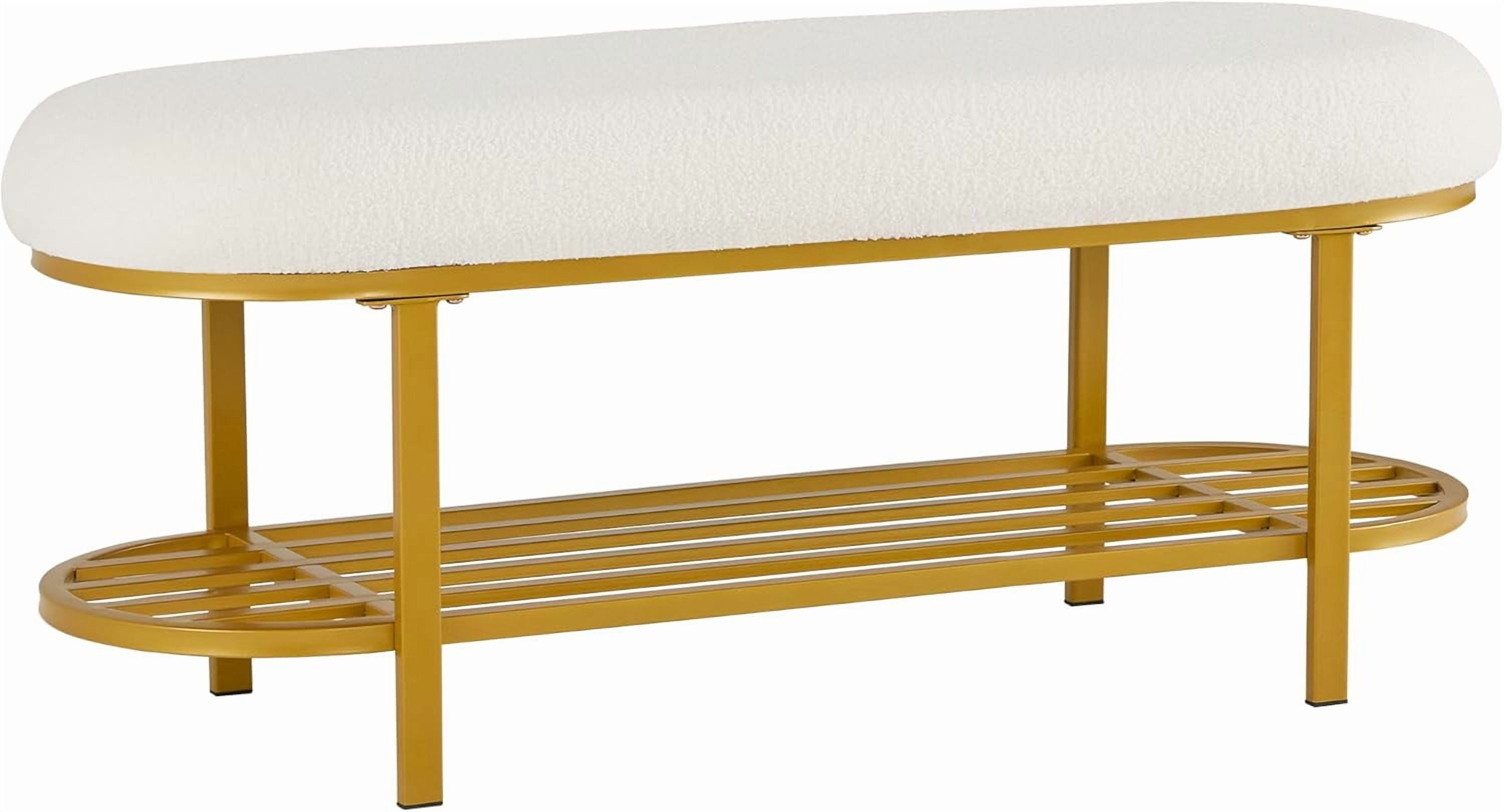 46" End of Bed Bench 2-Tier Entryway Bench for Bedroom Storage ...