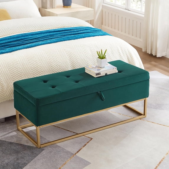 46" End of Bed Bench, Storage Bench with Metal Base Holds up to 500 lbs ...