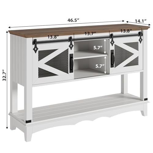 46" Entryway Table with Cabinet, Farmhouse Console Table with Storage ...