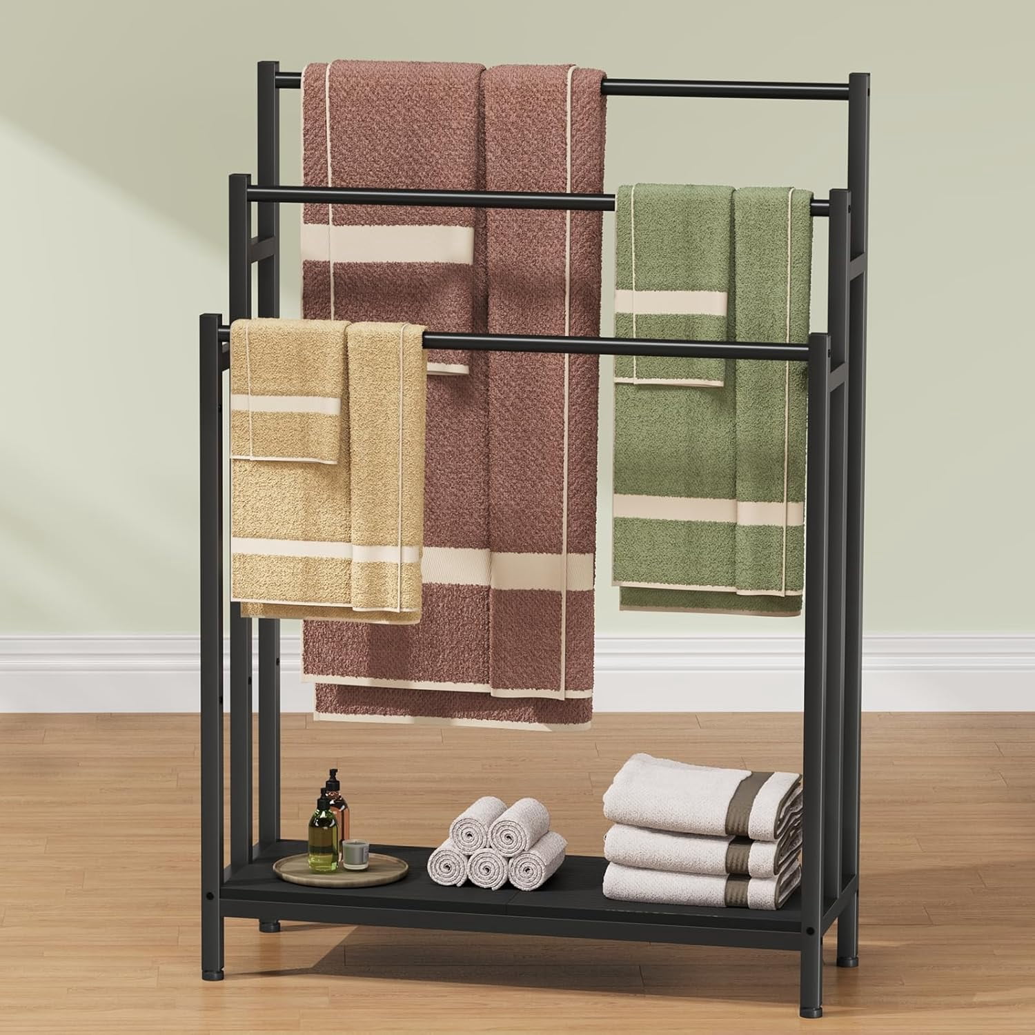 46" Extra Large Freestanding Towel Rack Stand for Bathroom, 3 Tier ...