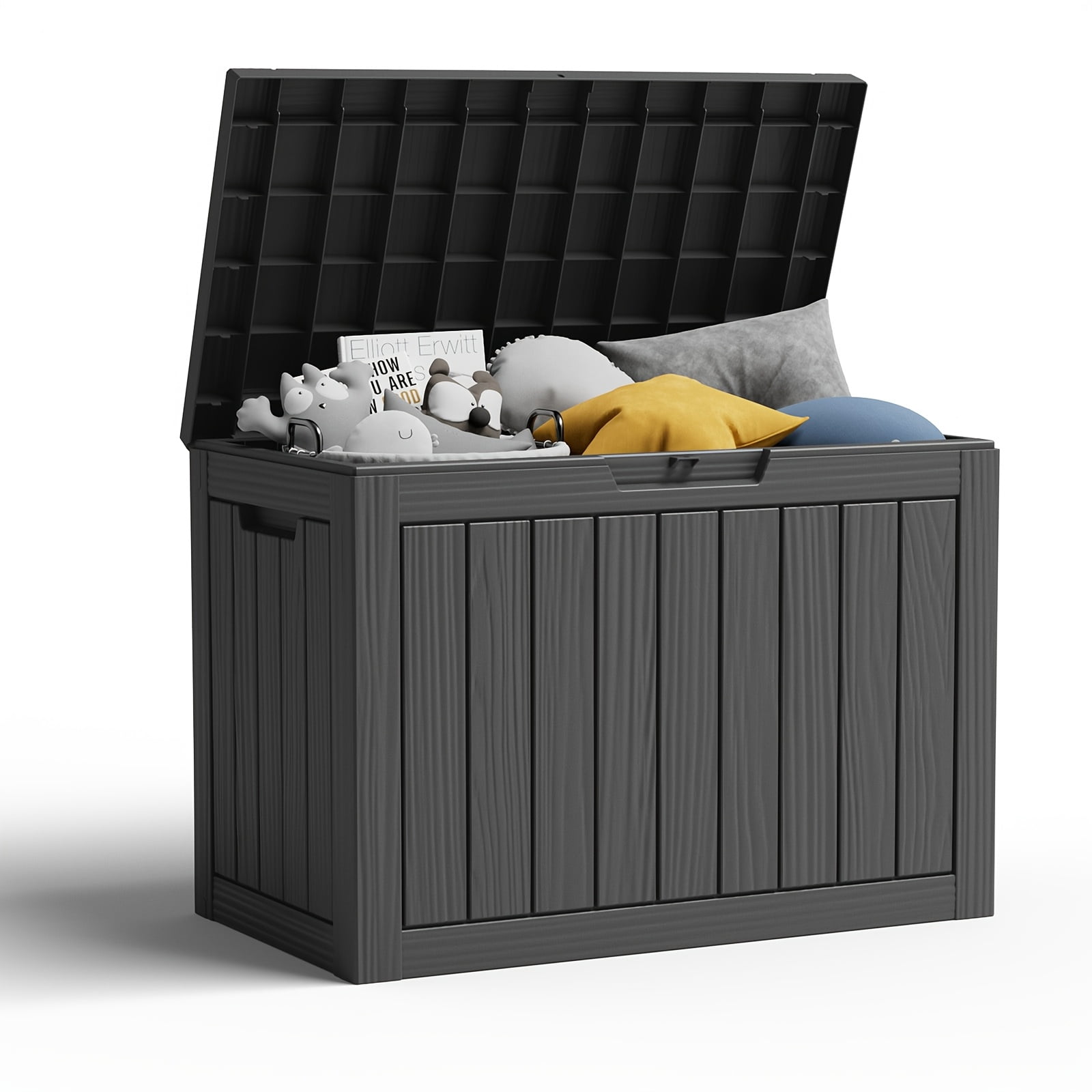 46 Gallon Outdoor Deck Box - Weatherproof Wood Grain Resin Storage Bin ...