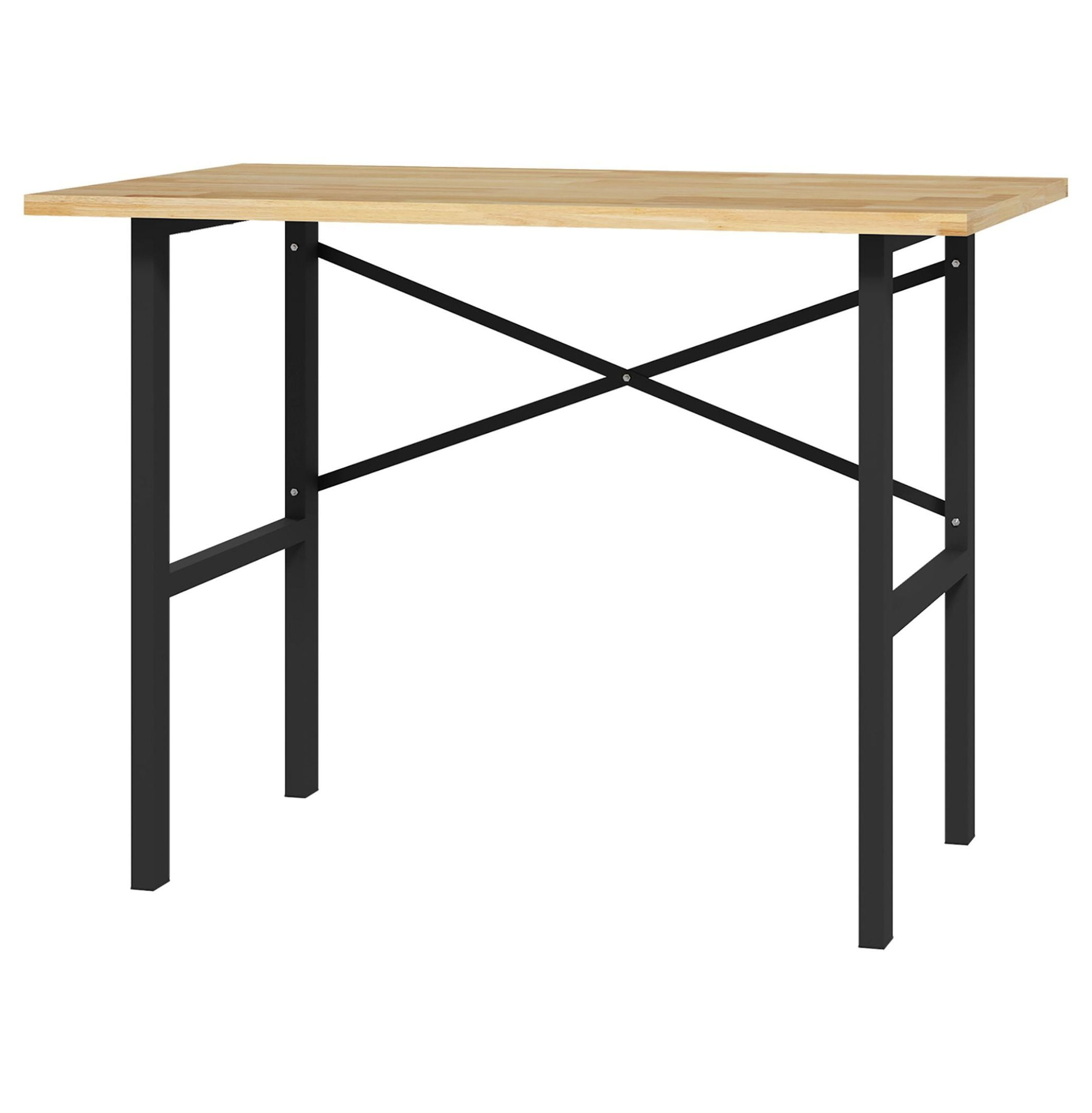 46" Garage Work Table - Heavy Duty Wooden Workbench with X-Bar, Natural ...