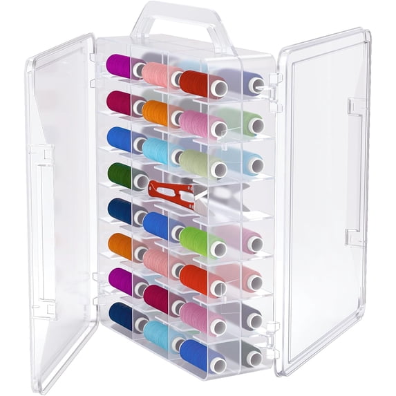 46 Grids Sewing Organizer, Double Sided Thread Box Storage, Portable ...