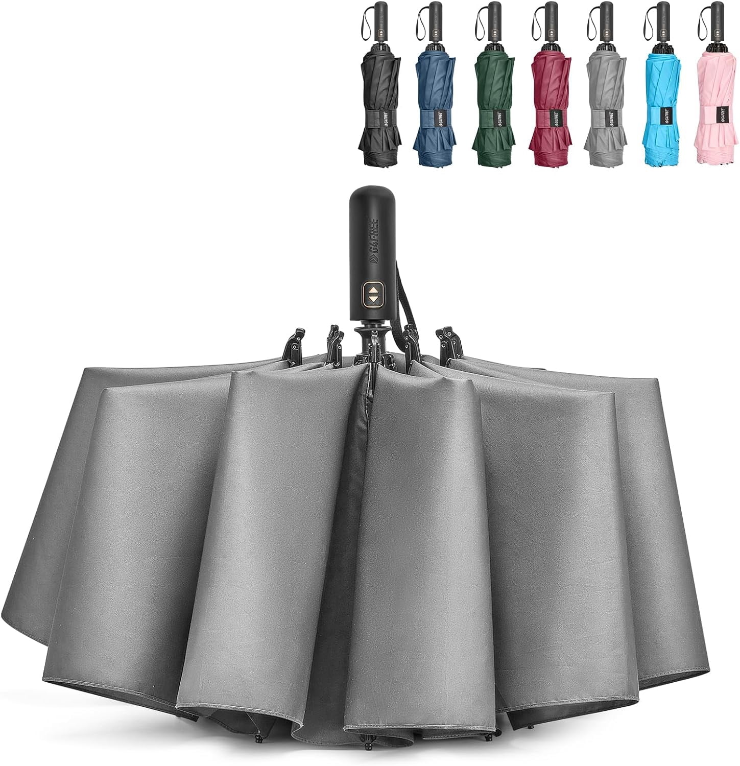 46 Inch Large Compact Golf Umbrella Windproof 10 Ribs Reverse Travel ...