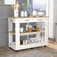 46-Inch Mobile Kitchen Island with Drawer and Shelf Storage, White and ...