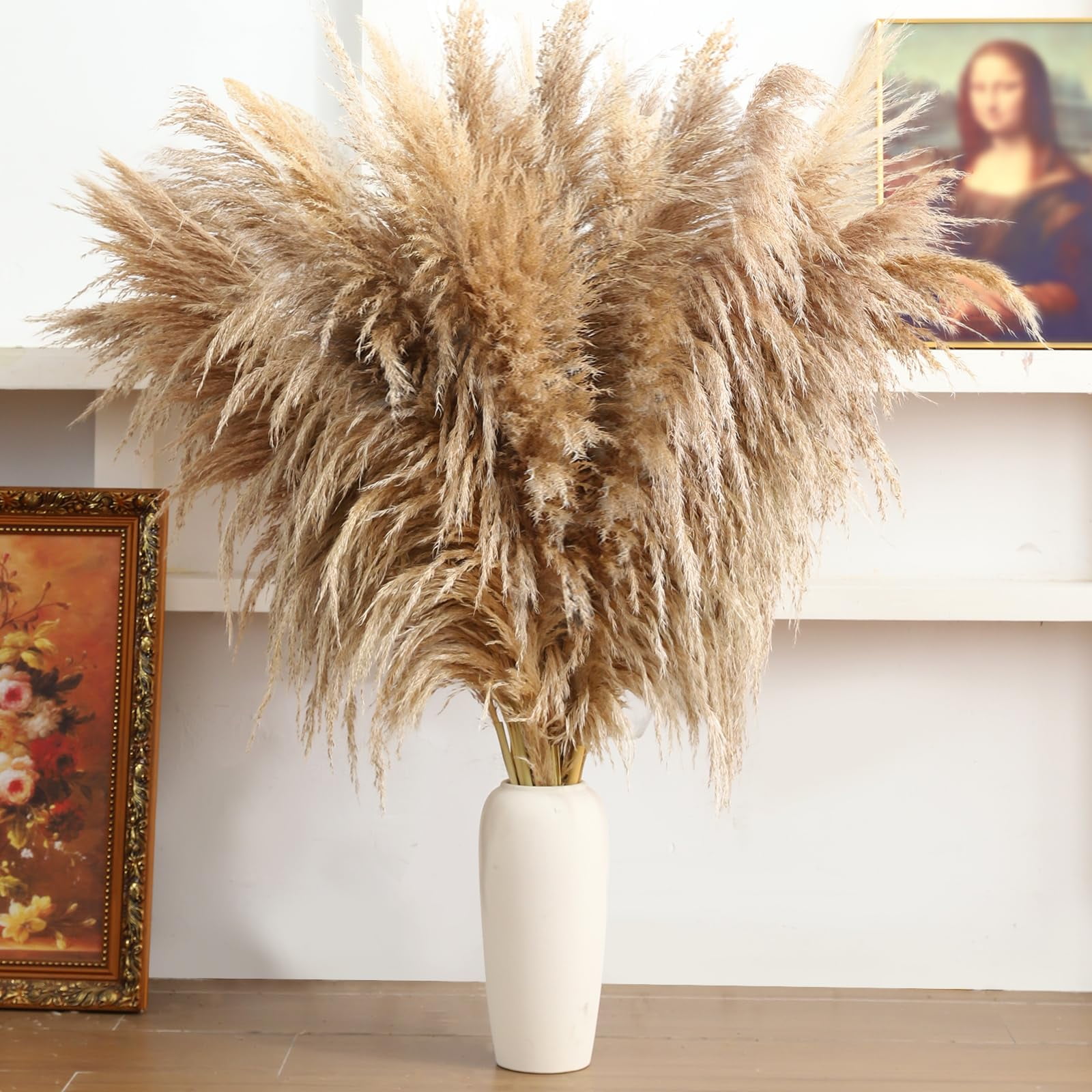 46 Inch Natural Pampas Grass Decor, 11 Stems Tall Fluffy Dried Pompas ...