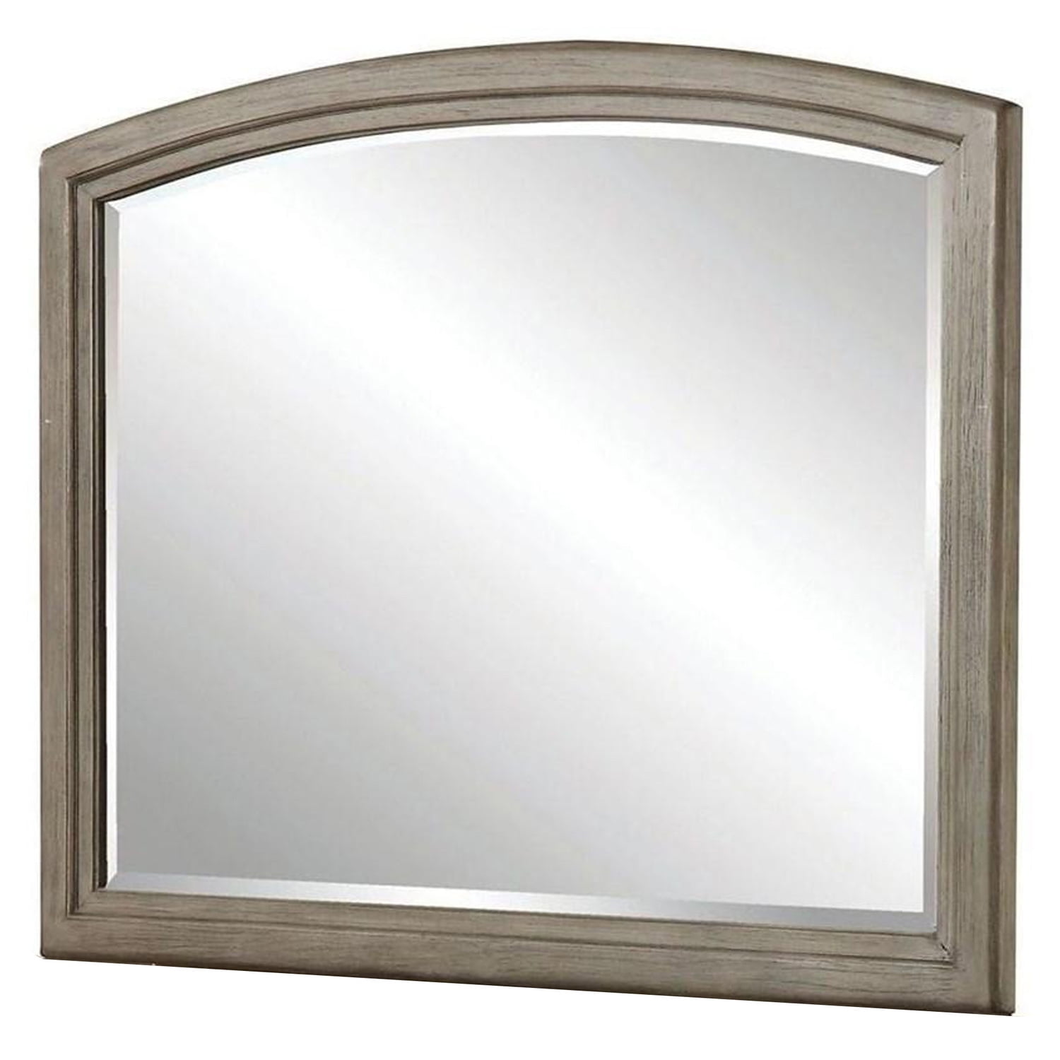 46 Inch Transitional Style Curved Wooden Frame Mirror, Gray- Saltoro ...