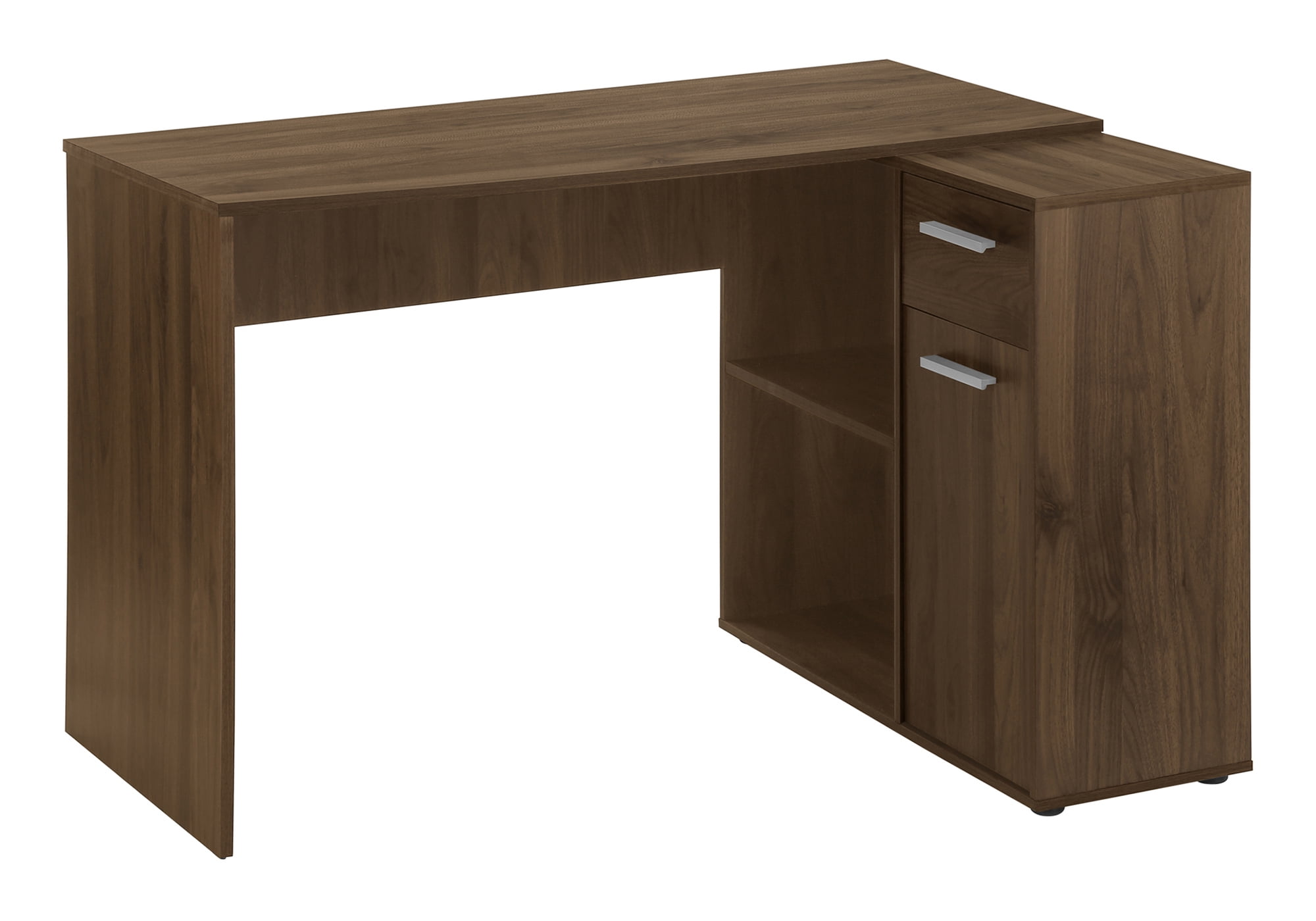 46 Inch Walnut L Shaped Computer Desk with Storage Drawer and Cabinet ...