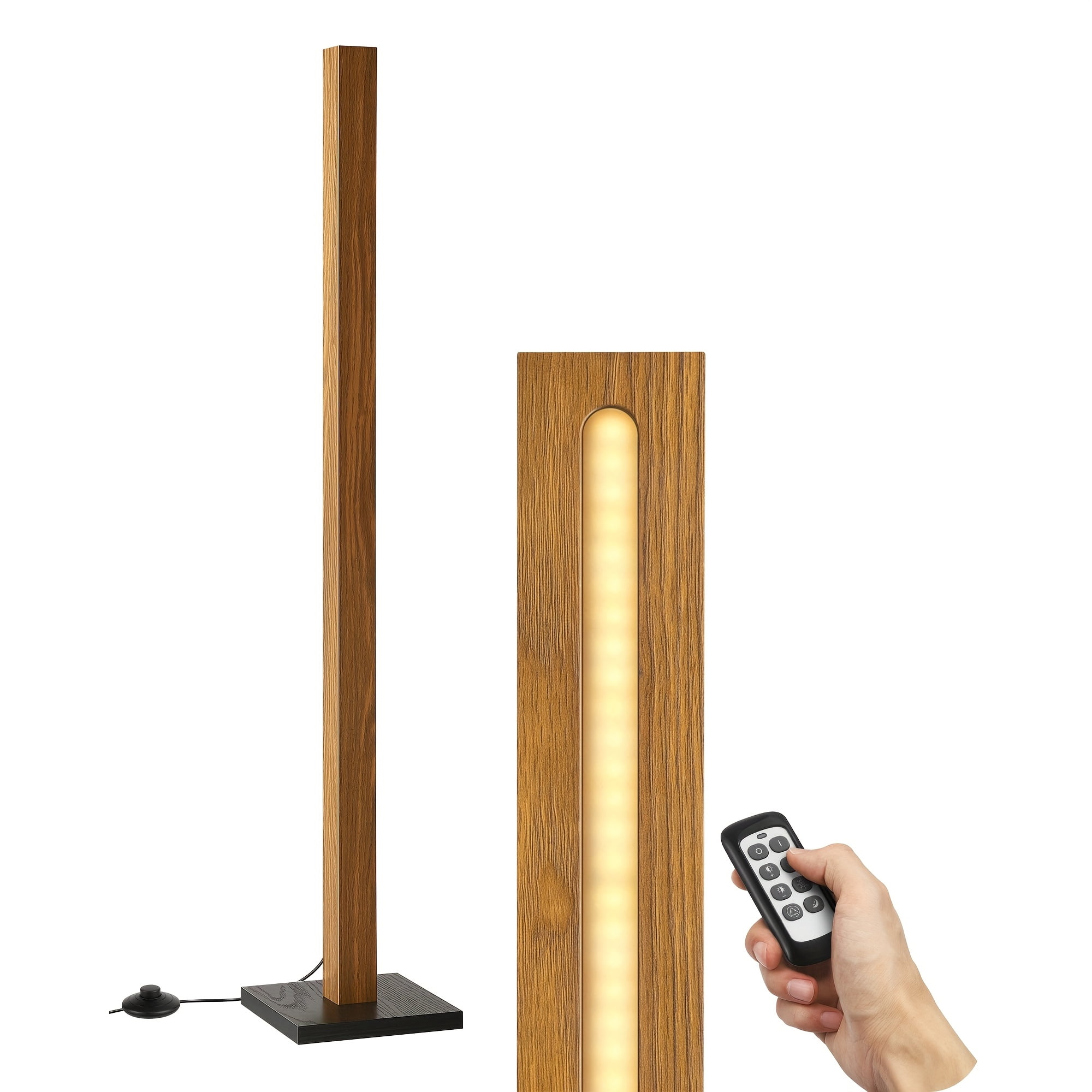 46" LED 7 Color Temperature Dimmable Wood Corner Floor Lamp | With ...