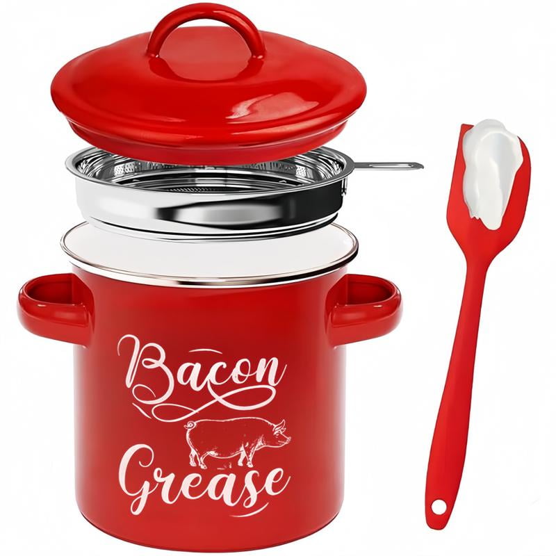46 OZ Bacon Grease Container with Strainer - 1.3L Large Capacity, With ...