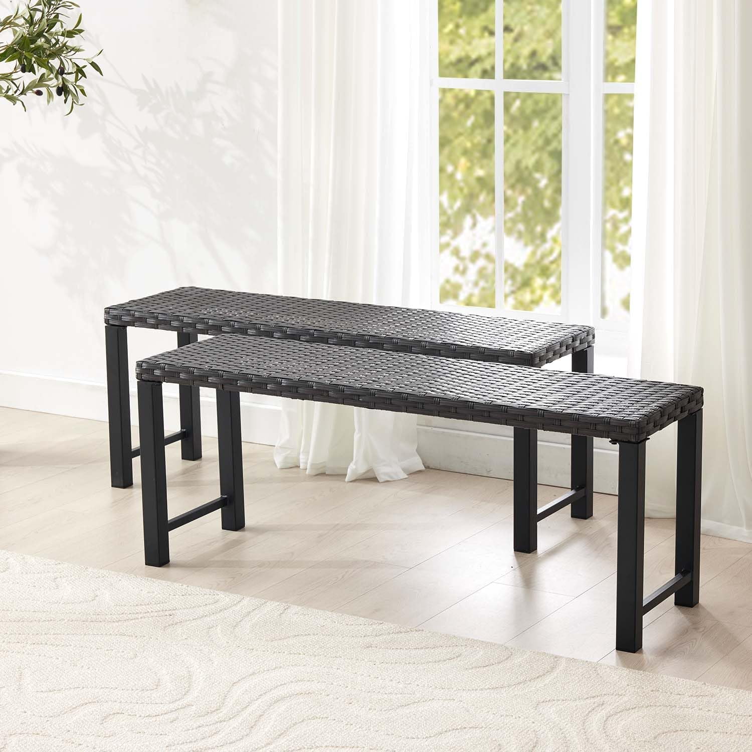 46" Outdoor Metal Backless Bench, All-Weather Patio Garden Bench for ...