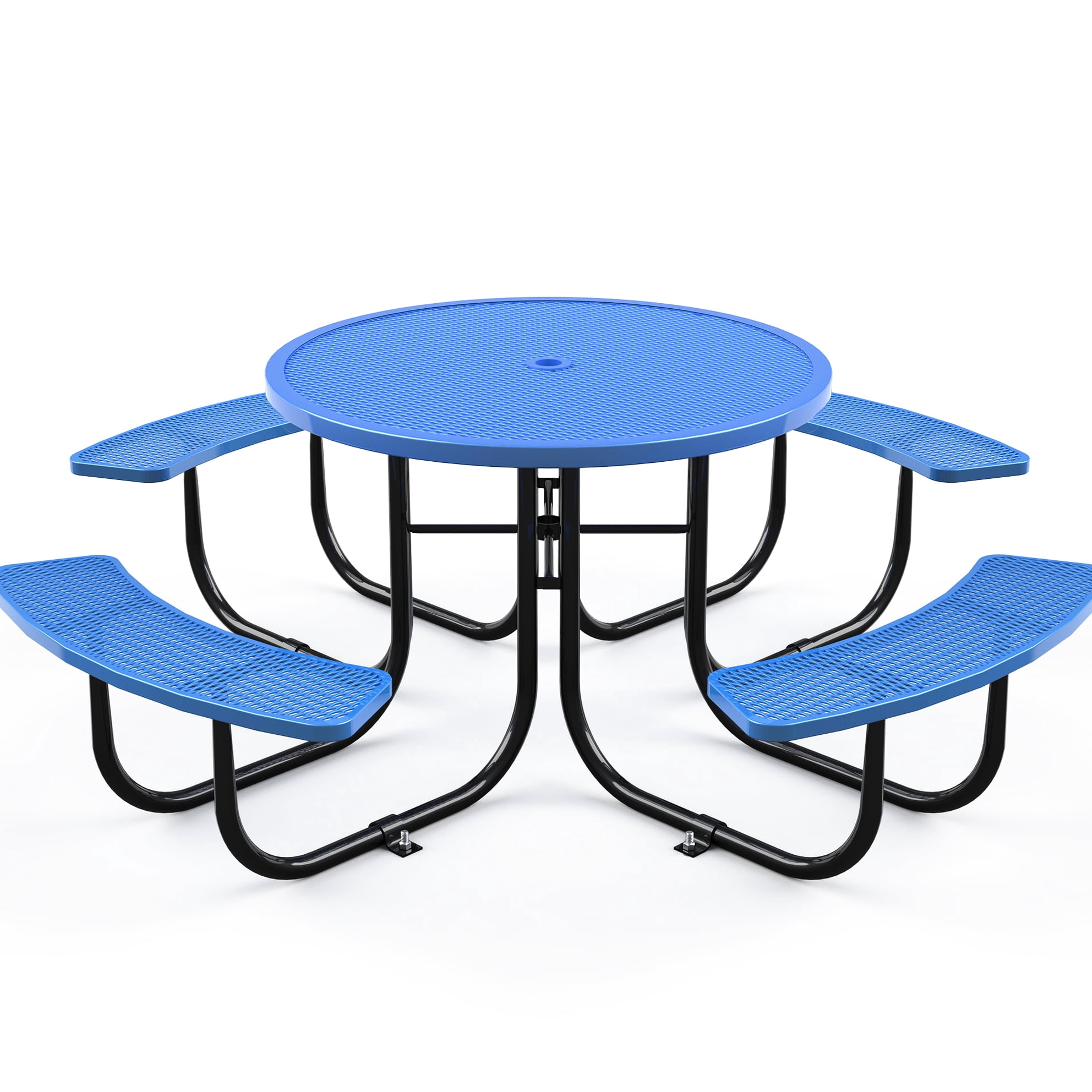 46" Outdoor Steel Picnic Table, Blue - Frame Comfortable Seating ...