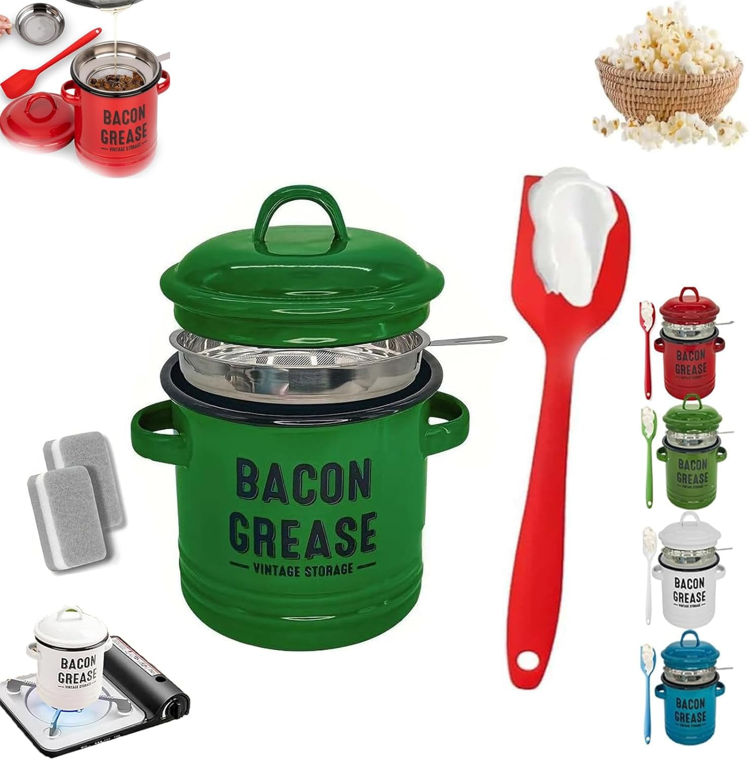 46 Oz Bacon Fattening Container, 2026 New Bacon Grease Container With ...