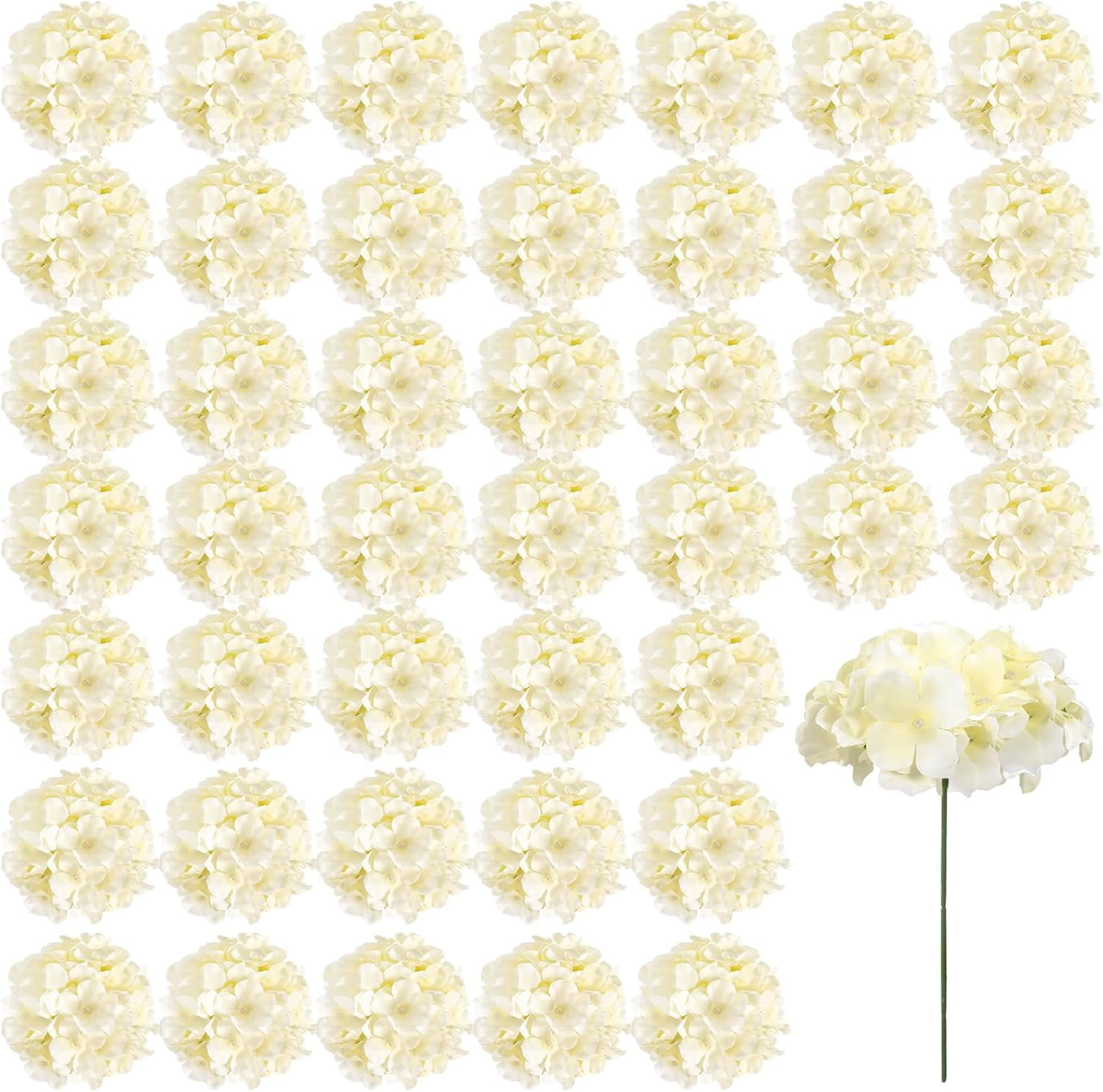 46 PCS Hydrangea Artificial Flowers Silk Hydrangea Heads with Stems ...