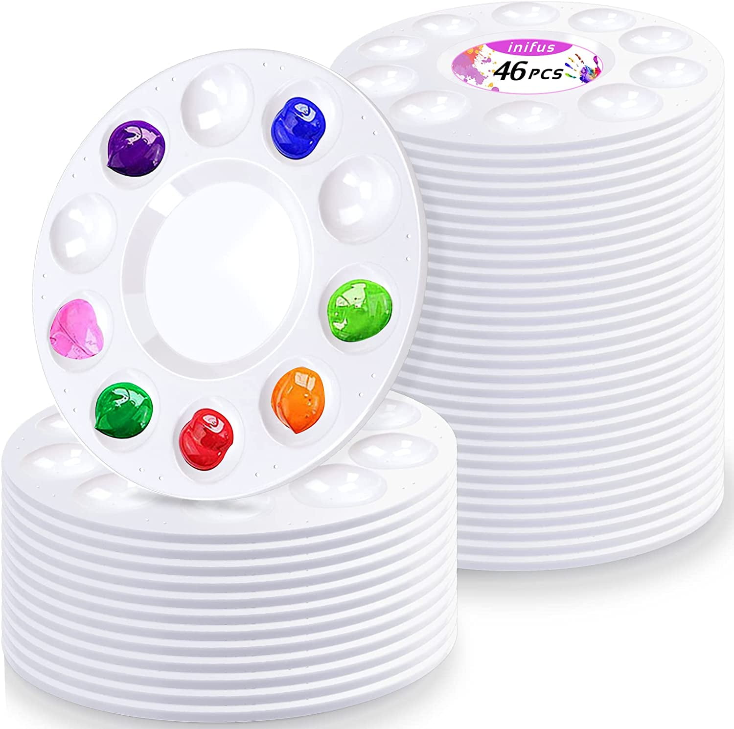 46 PCS Paint Tray Palettes for Kids, Plastic Paint Pallet with 10 Wells ...