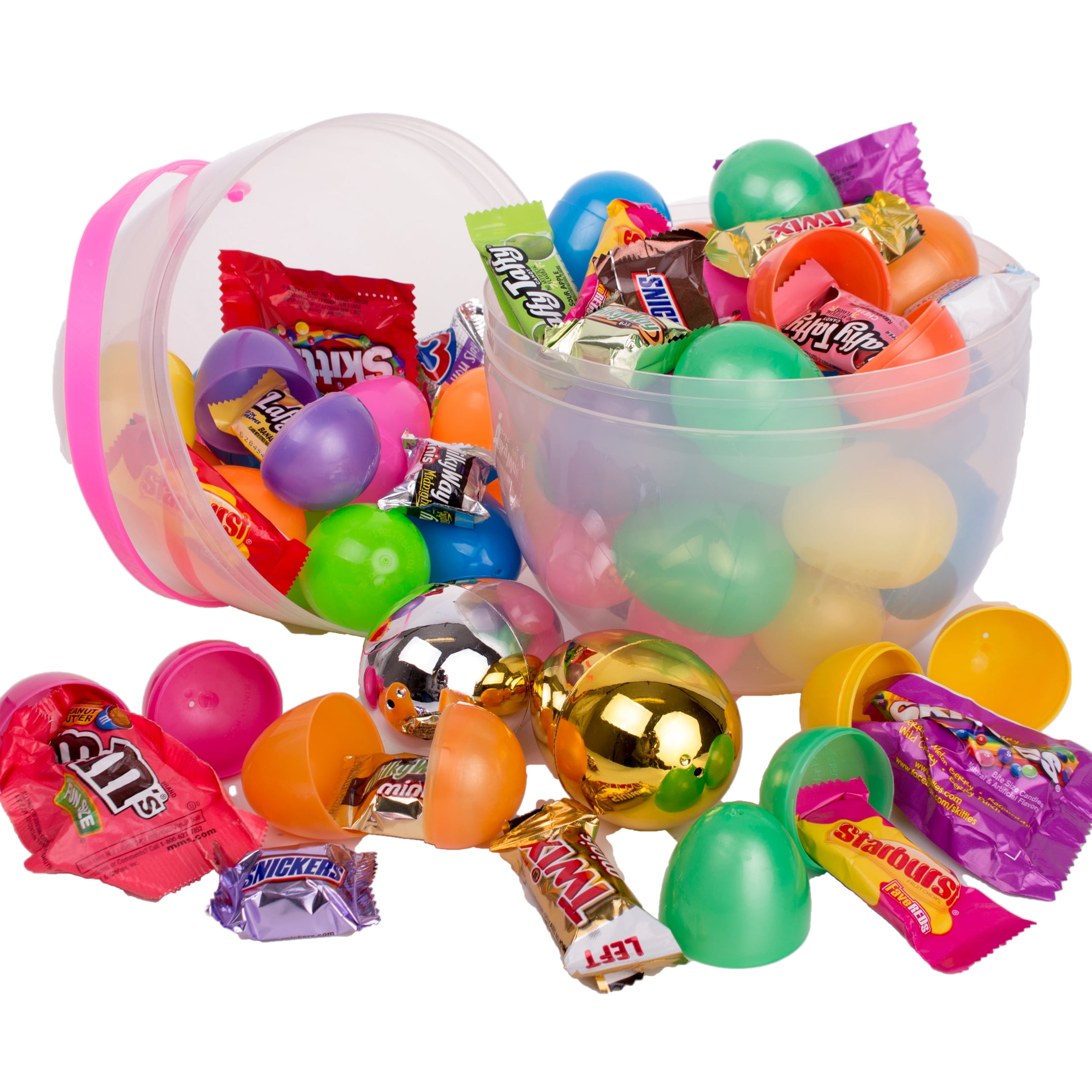 46 Pack Premium Candy Filled Plastic Easter Eggs in Jumbo Egg Container ...