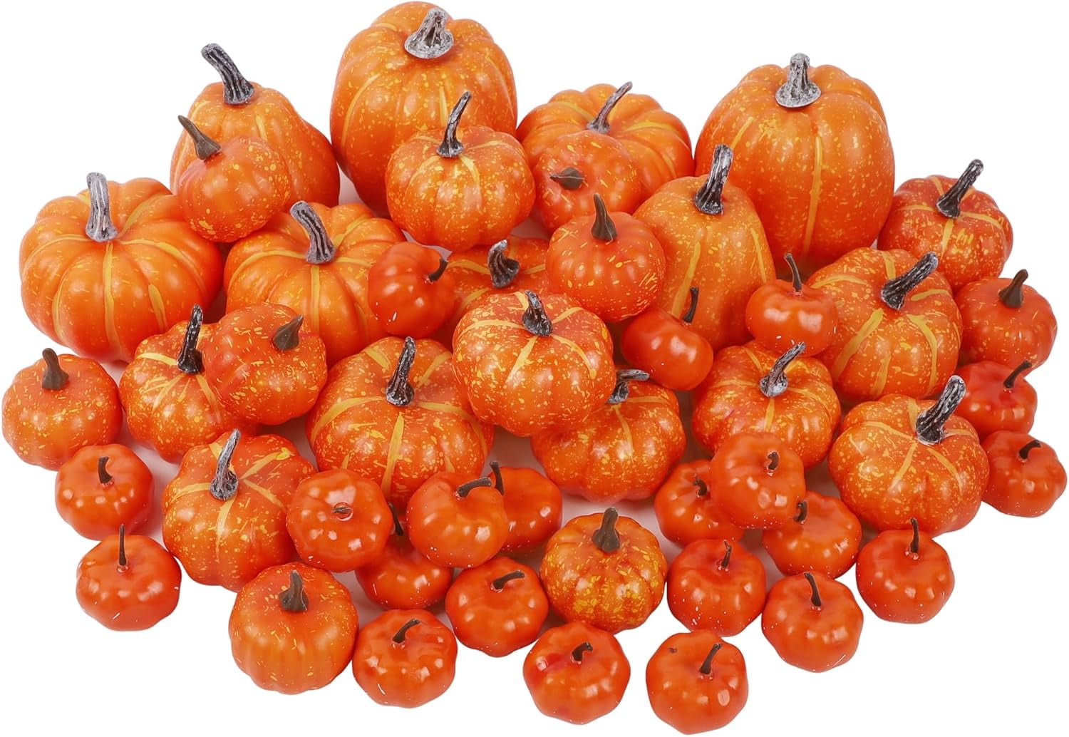 46 Pcs Assorted Size Artificial Pumpkins Fall Decorations, Orange Foam ...