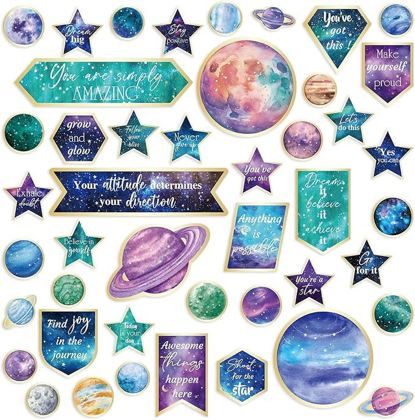 46 Pcs Galaxy Motivational Signs Bulletin Board Set Galaxy ...