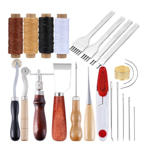 46 Pcs Leather Pouch Kit with Tracing Wheels, Sewing Tools, Waxed ...