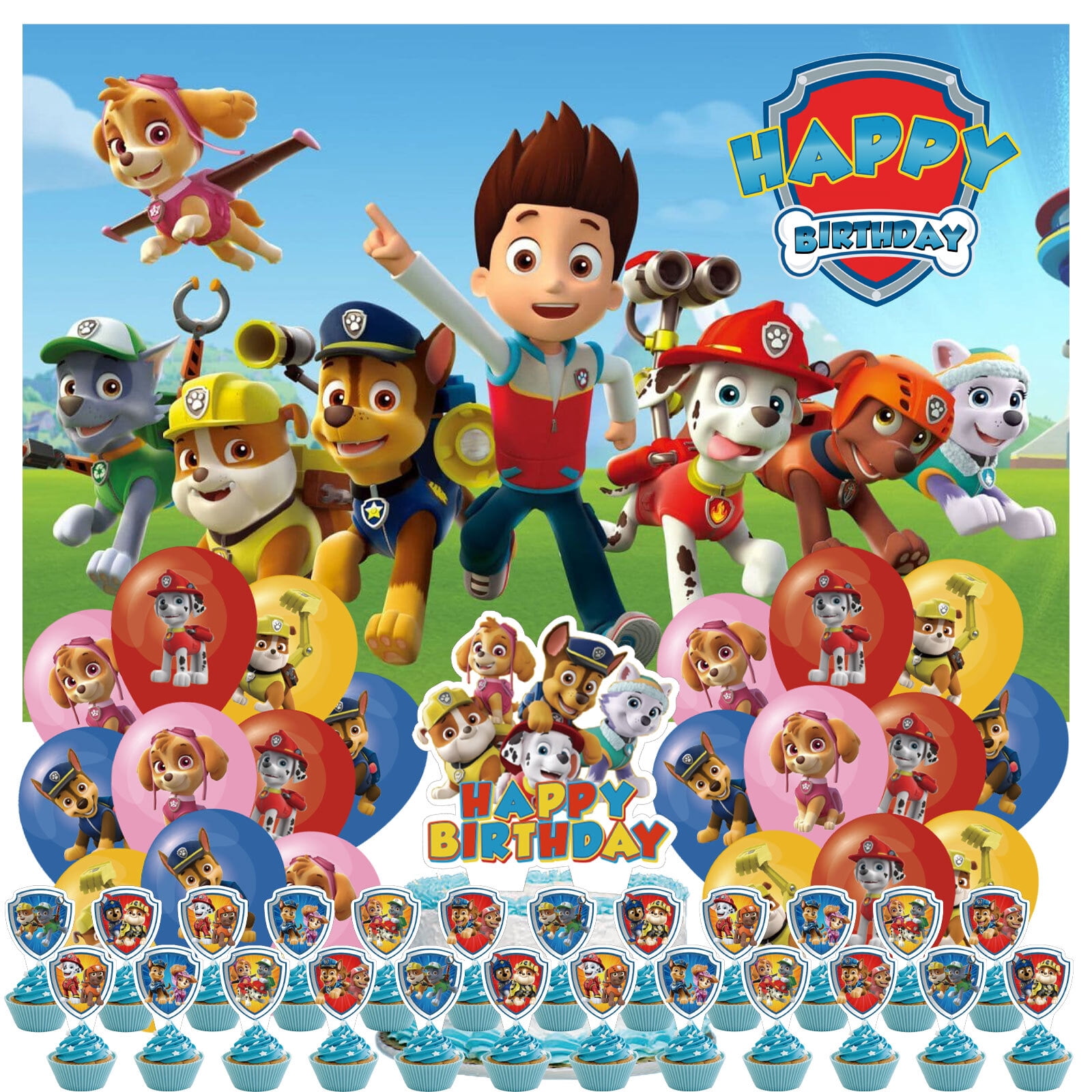 46 Pcs For Paw Theme For Patrol Cartoon Party Decoration Set – Includes ...